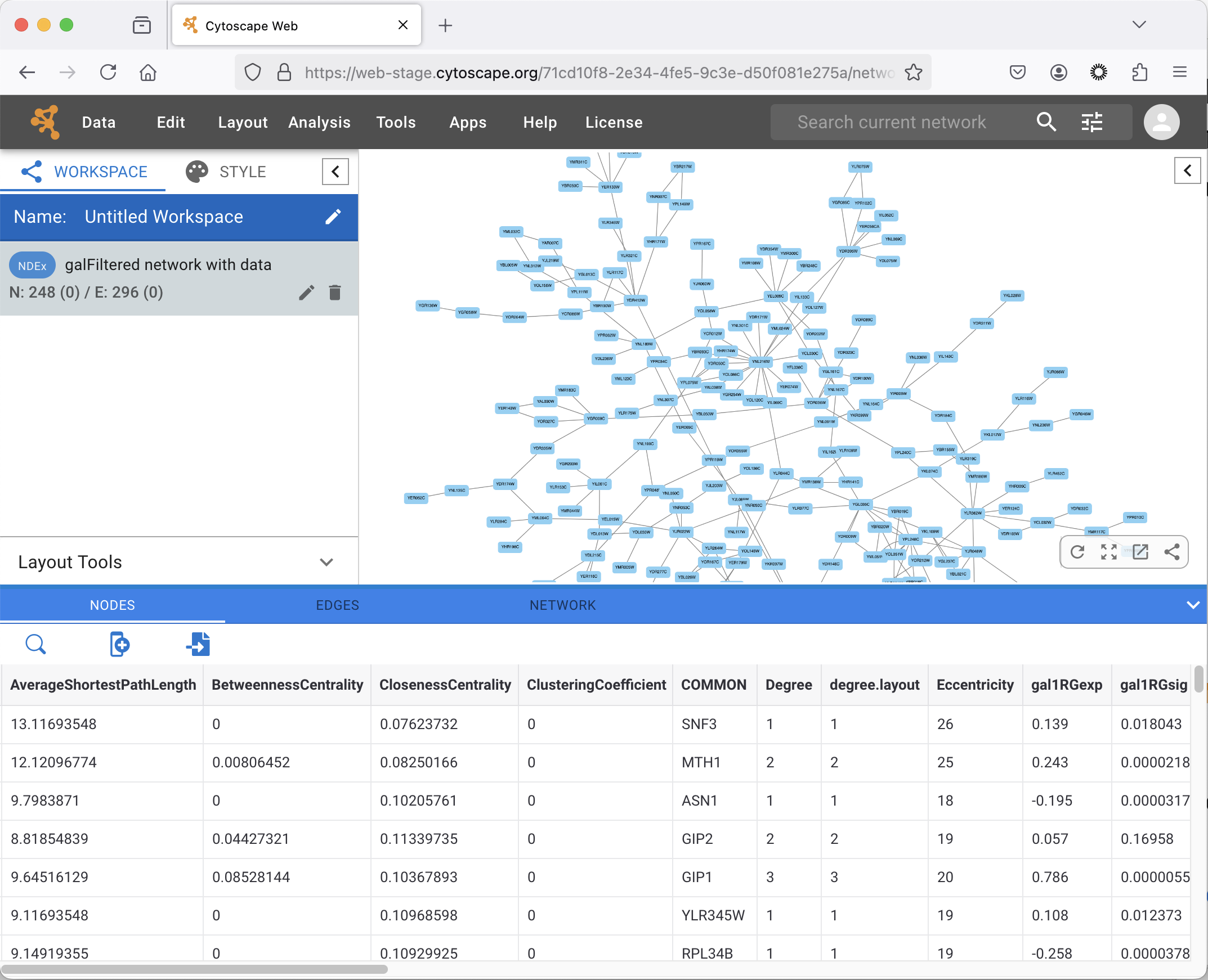 Basic Data Visualization in Cytoscape Web
