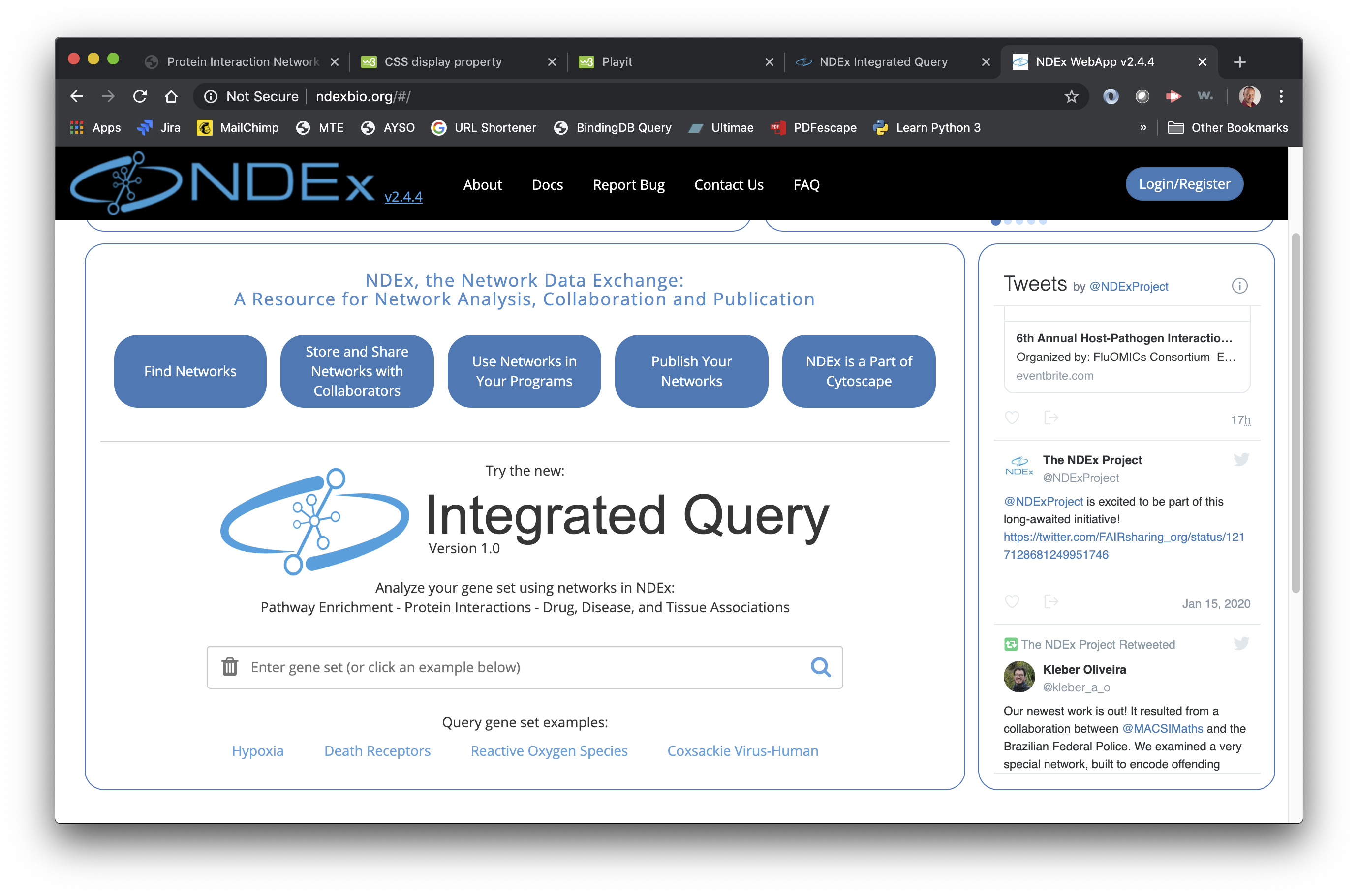 Protein Interaction Network Analysis Using Cytoscape and NDEx